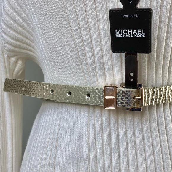 Michael Kors | Accessories | Nwt Michael Kors Gold Metallic Reversible ...
